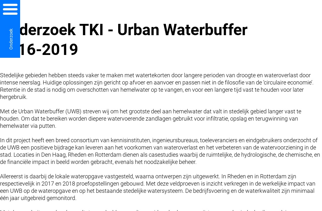 Urban Waterbuffer — Onderzoek