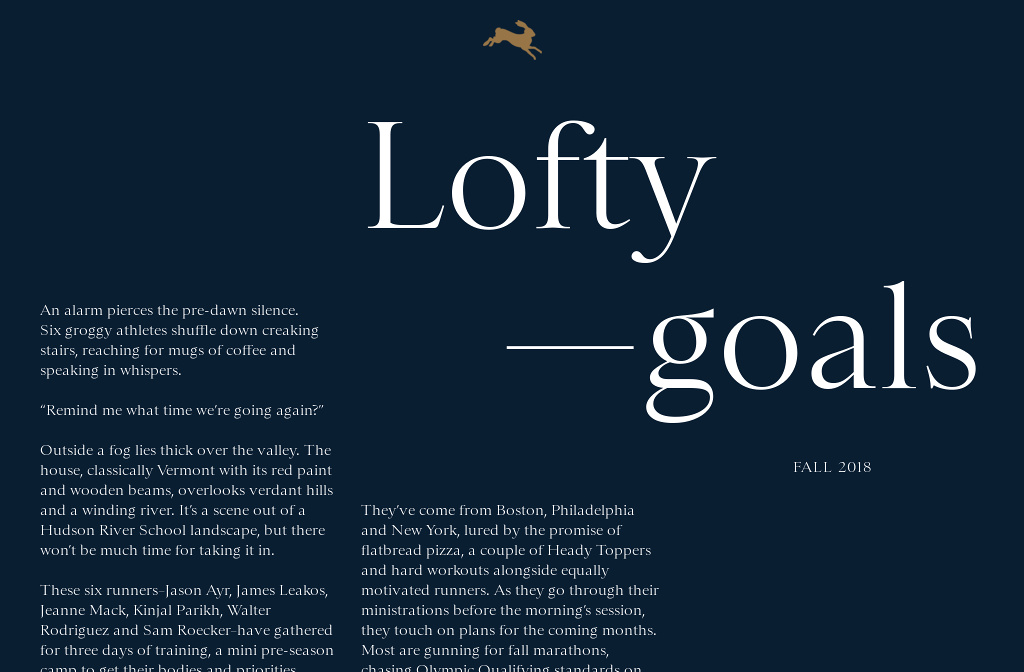 Lofty Goals — Tracksmith Fall 2018