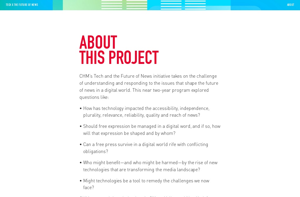 CHM Tech and the Future of News — About