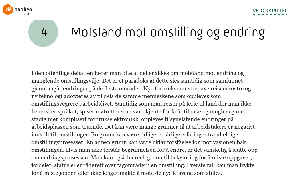 Omstilling — Motstand mot omstilling og endring