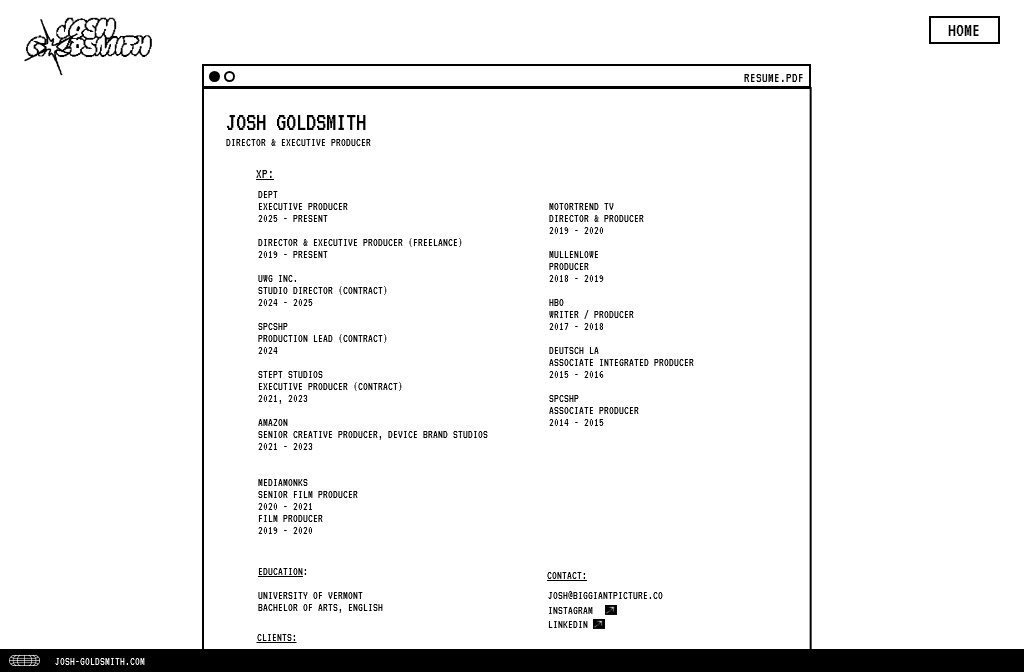 Josh Goldsmith — resume
