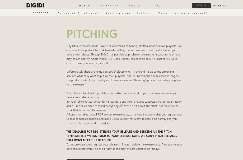 Services — Pitching