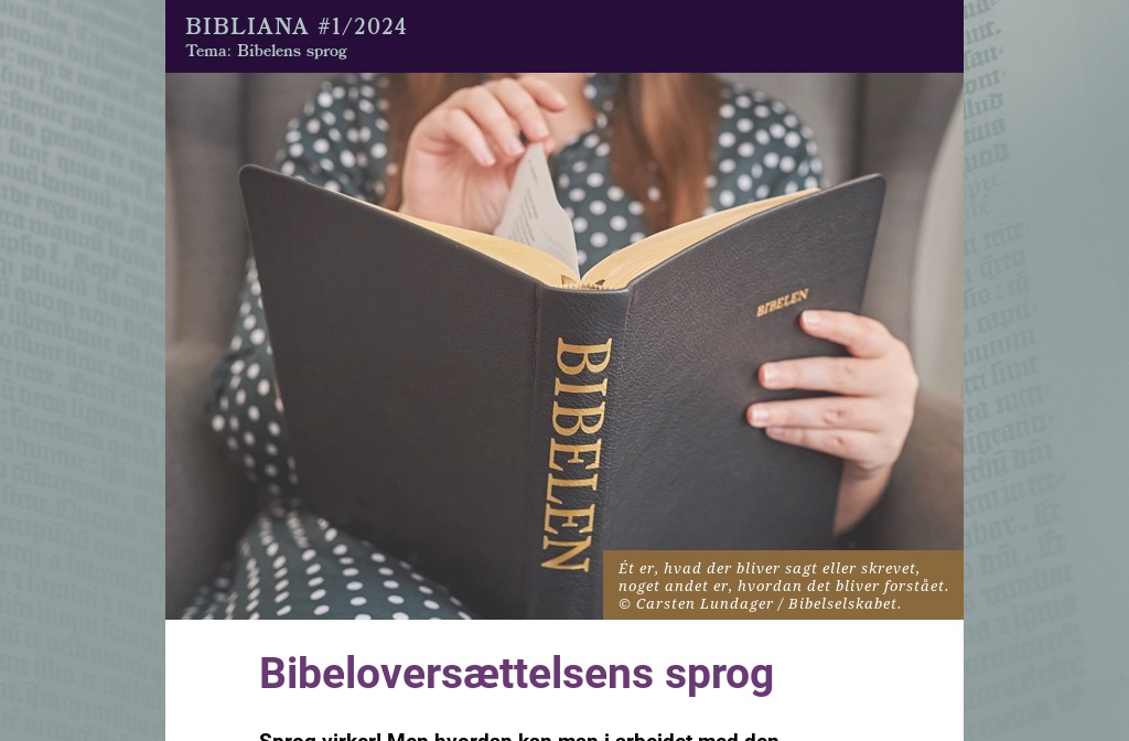Bibliana 2024/1: Bibelens sprog