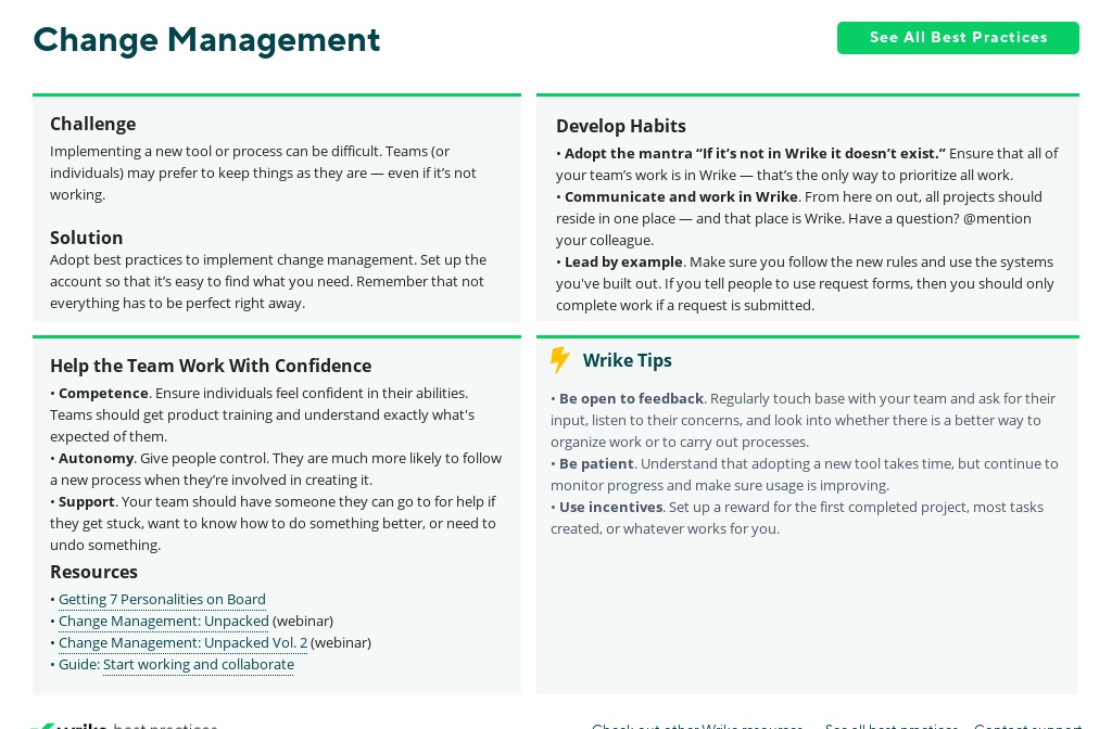 Wrike Best Practices - Change Management