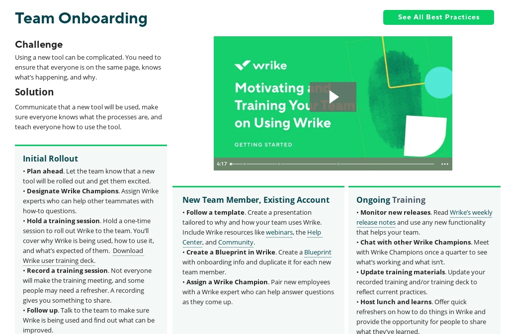 Wrike Best Practices - Team Onboarding
