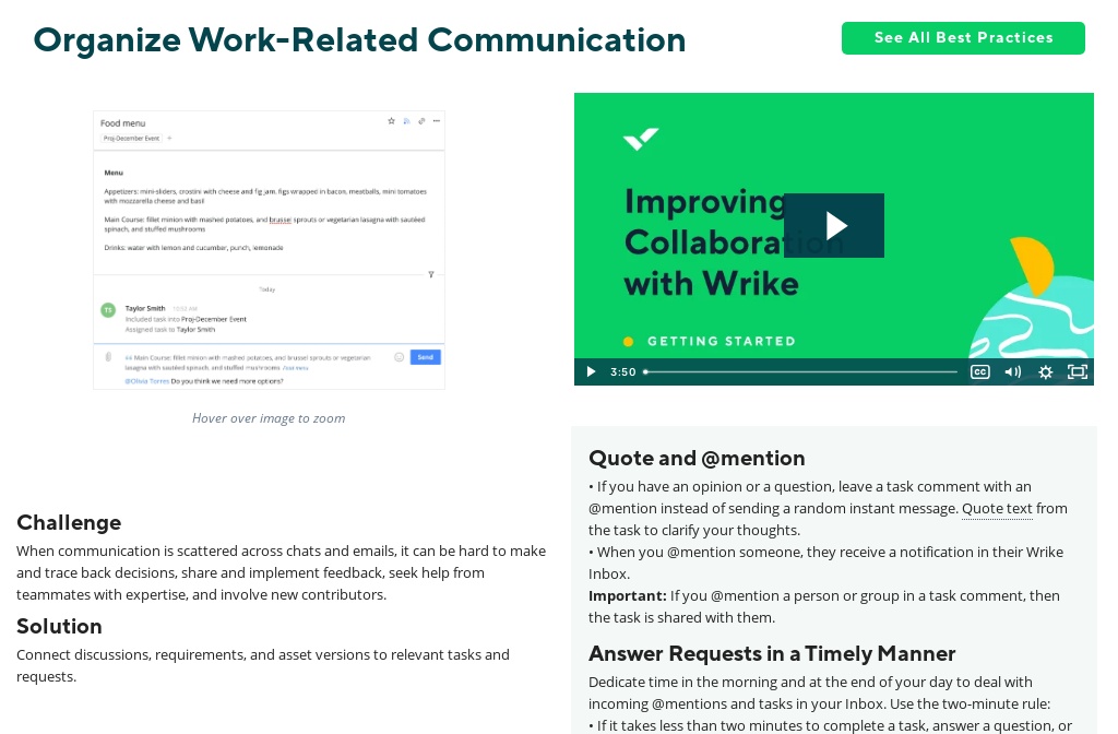 Wrike Best Practices - Organize Work-Related Communication