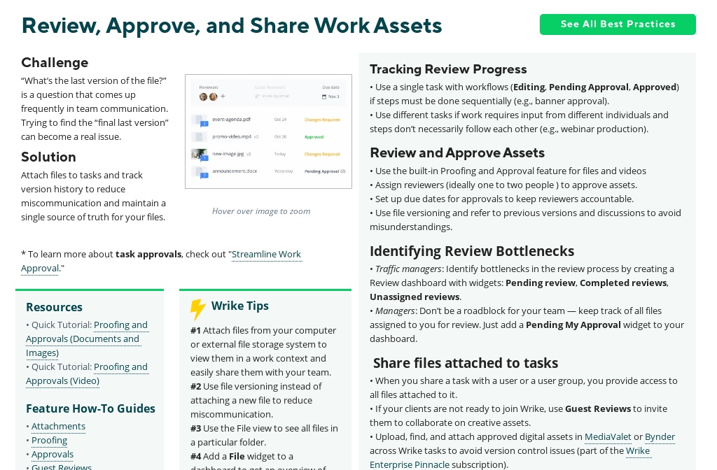 Wrike Best Practices - Review, Approve, and Share Work Assets