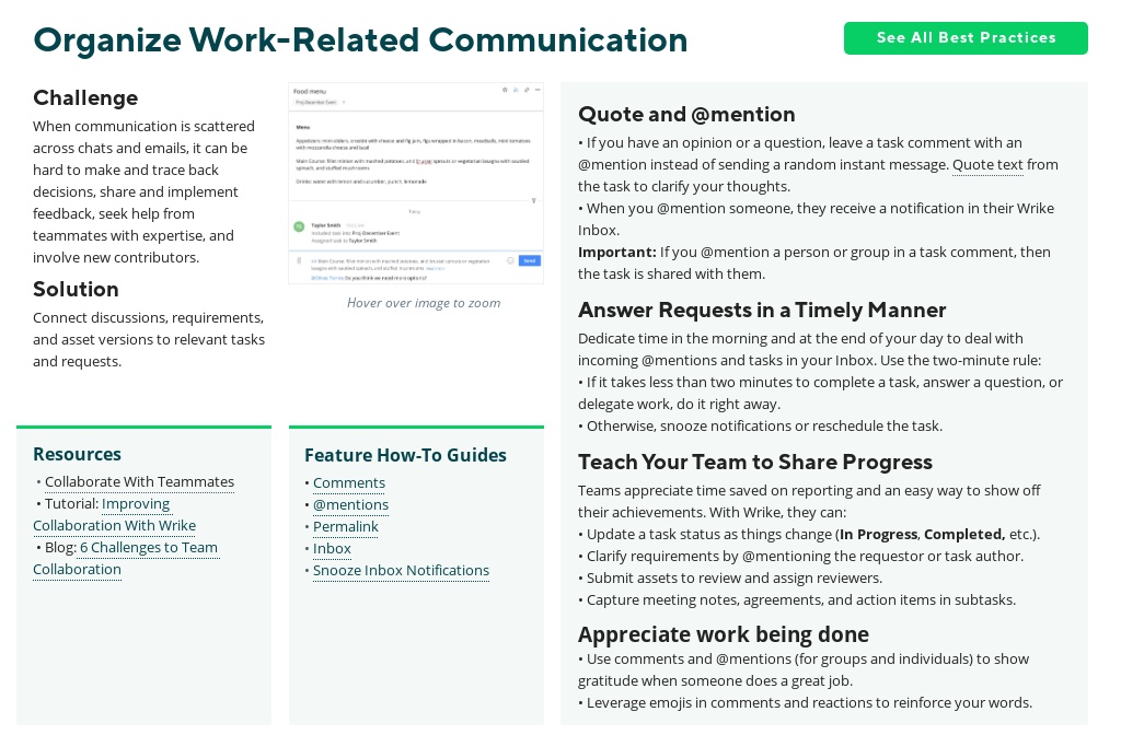Wrike Best Practices - Organize Work-Related Communication