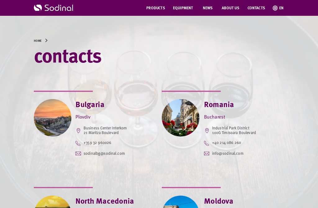 Sodinal - Oenology and Winemaking — Contacts