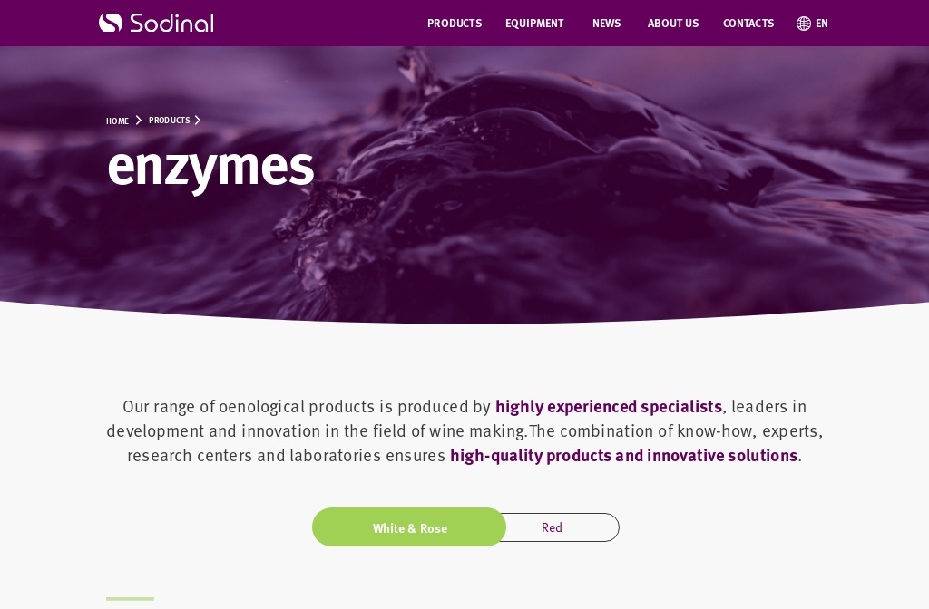 Sodinal - Oenology and Winemaking — Enzymes - White & Rose