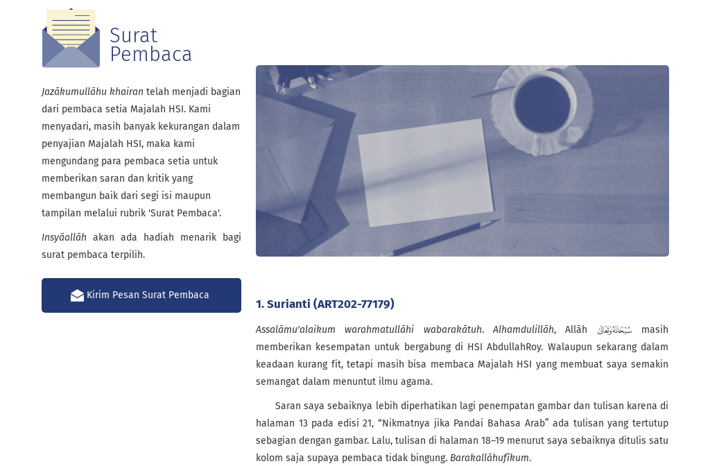 Majalah HSI Edisi 024 — Surat Pembaca