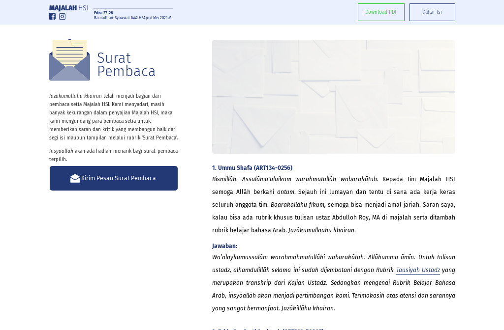 Majalah HSI Edisi 027/28 — Surat Pembaca