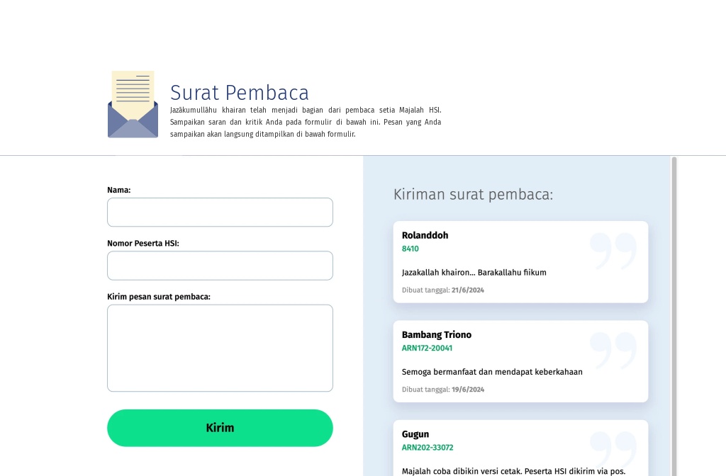 percobaan — Surat Pembaca