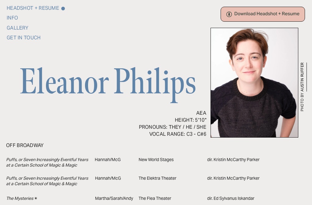 Eleanor Philips — Headshot & Resume