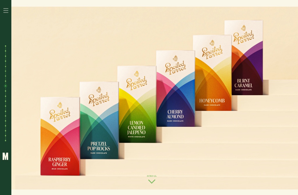 Mucca branding for Candy Store Inside Tin Building: Spoiled Parrot.