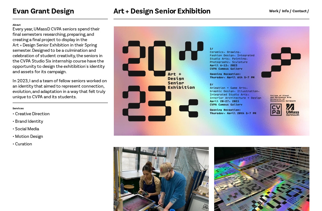 Evan Grant Design — Art + Design Senior Exhibition