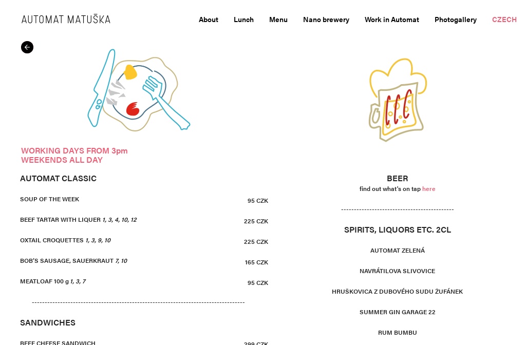 Automat Matuška — MenuENG