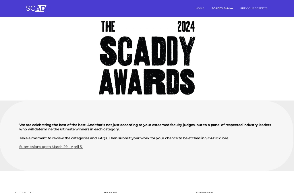 SCAD AD — 2023 Scaddy Awards Submission Page