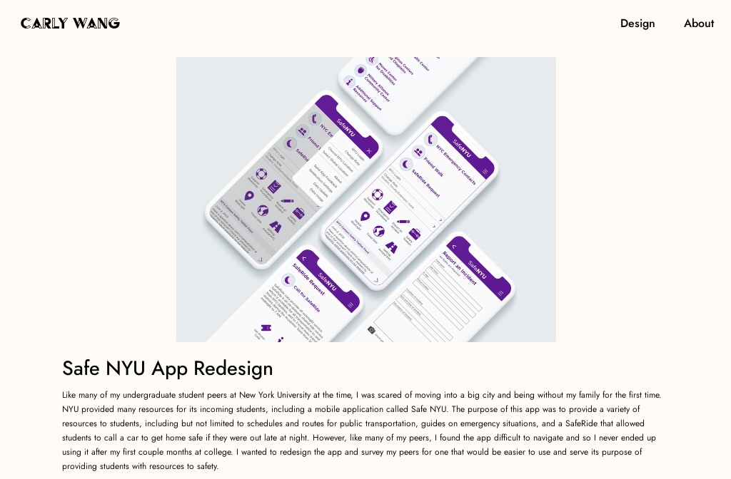 Carly's Portfolio — Safe NYU App Redesign