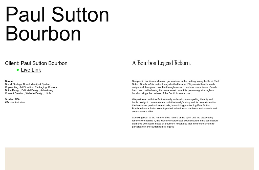 Tom Hayes Studio — Paul Sutton Bourbon