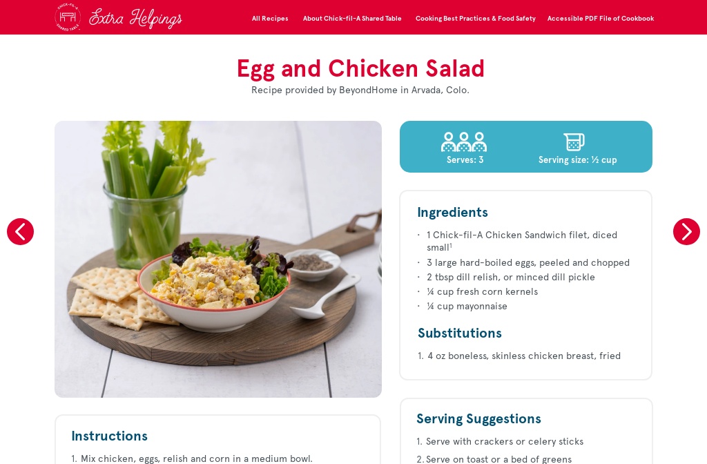Extra Helpings Cookbook — Egg and Chicken Salad