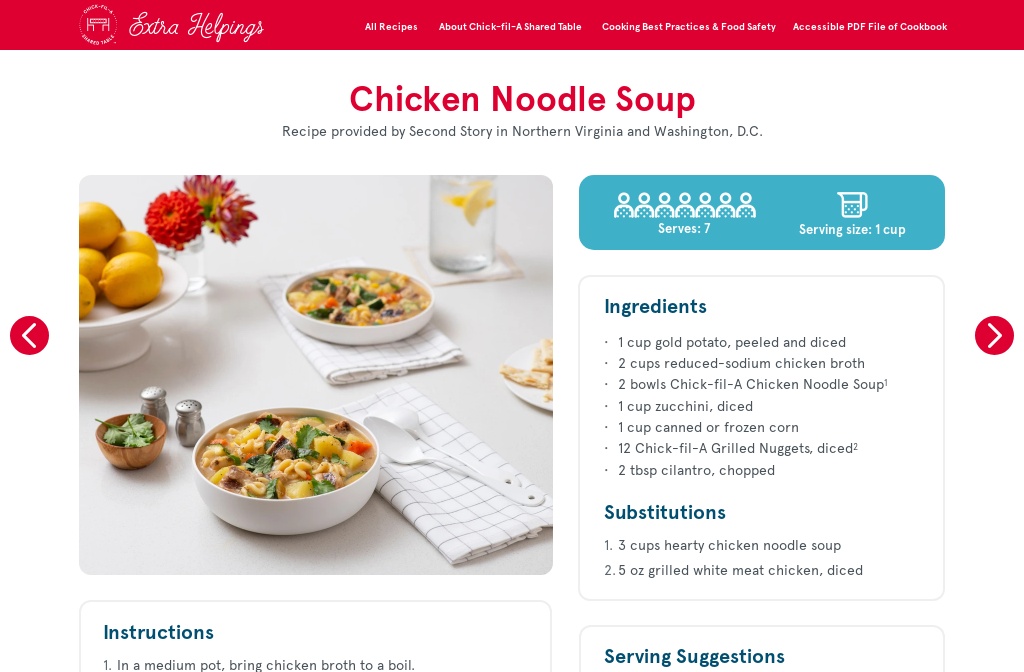 Extra Helpings Cookbook — Chicken Noodle Soup