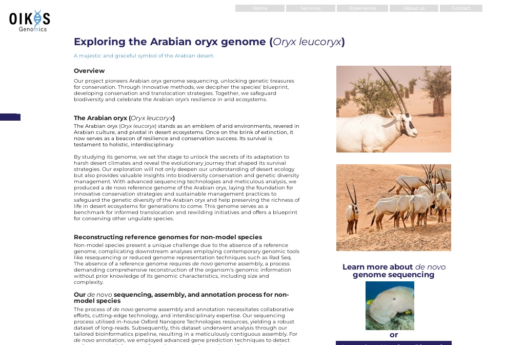 OIKOS Genomics — Case Study 2 - Oryx